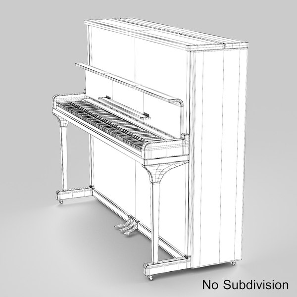 3d model black piano upright 1