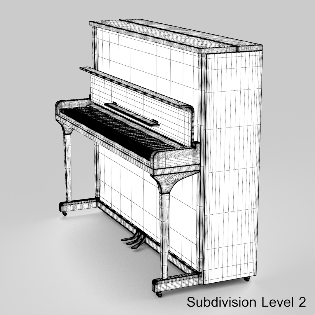 3d model black piano upright 1
