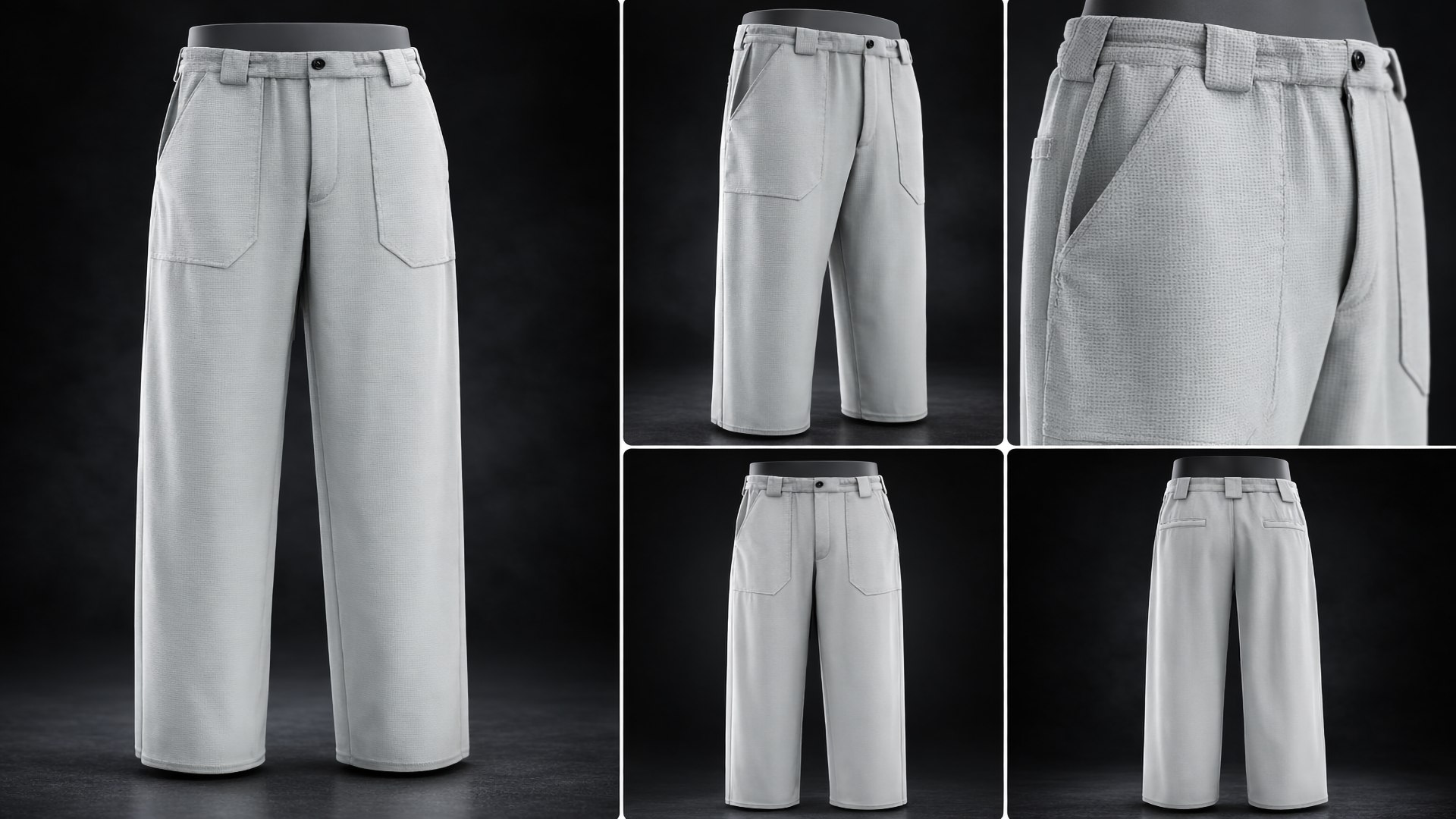 3D Denim Straight Pants Production Ready 3D Clothing Asset High Poly ...