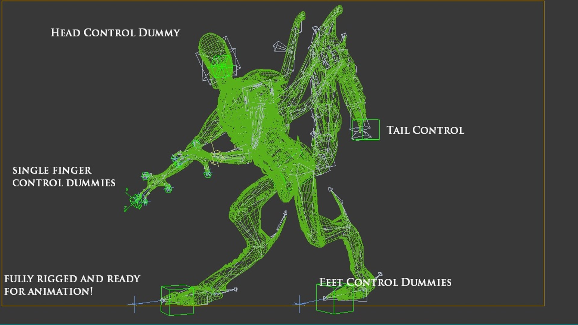 3d model of alien creature rig