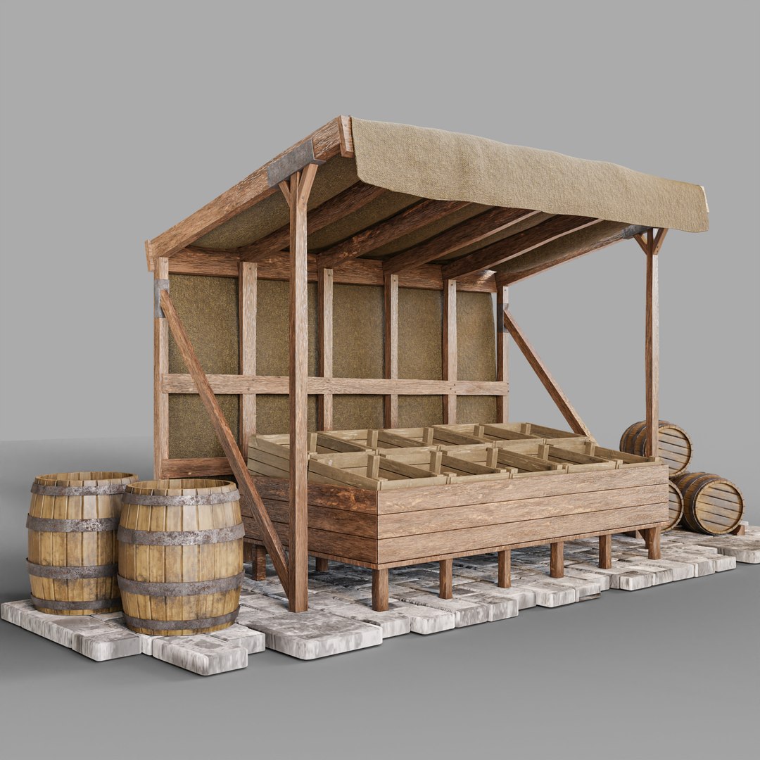 3D Medieval Market Stall Model - TurboSquid 1978757
