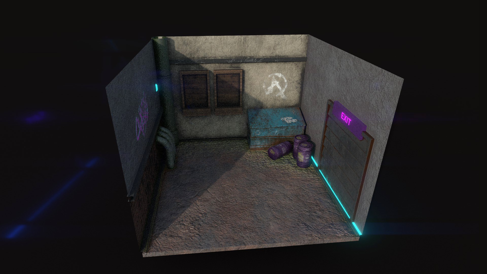 3D alley backdrop - neon model - TurboSquid 1692865