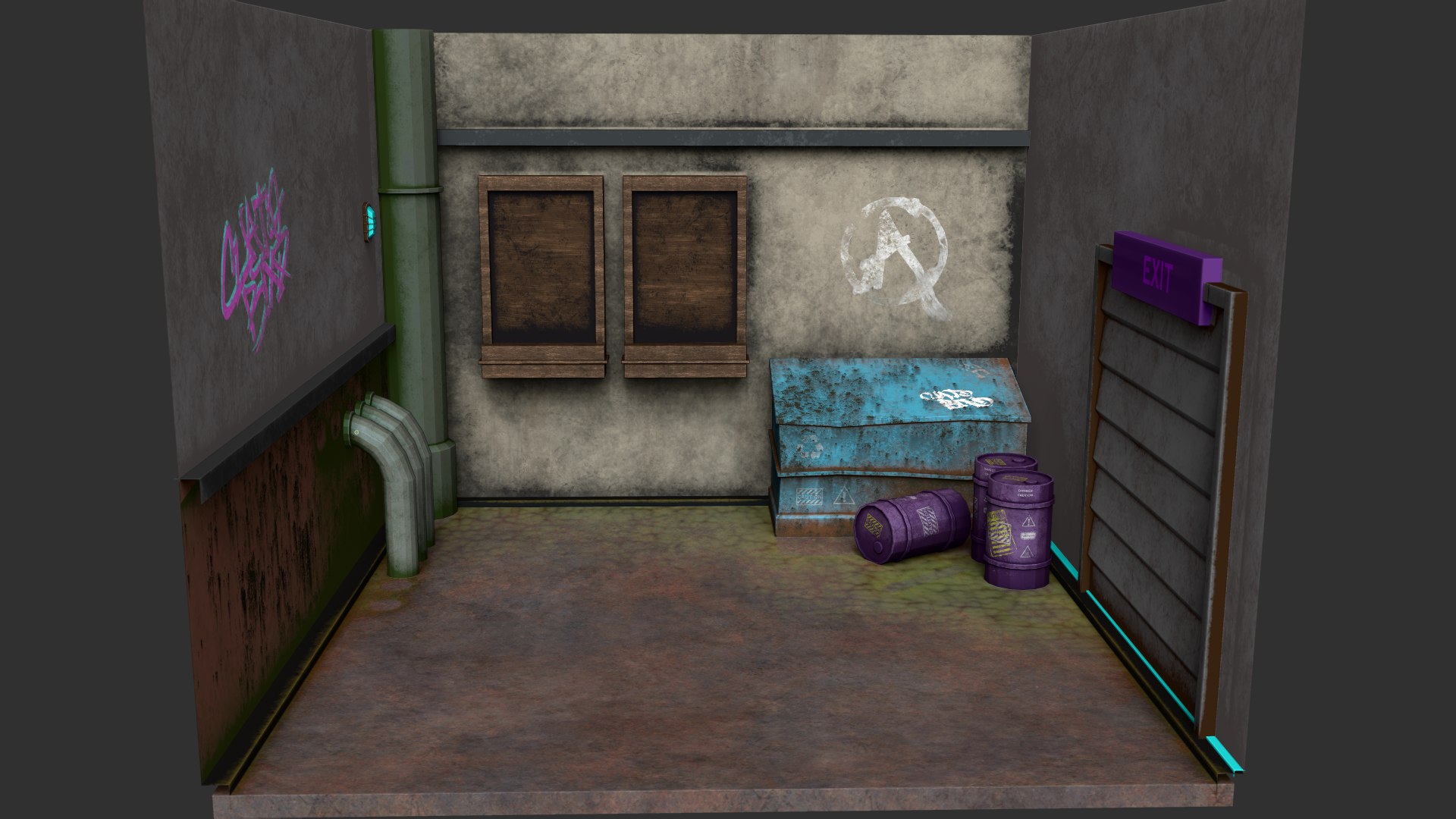 3D Alley Backdrop - Neon Model - TurboSquid 1692865