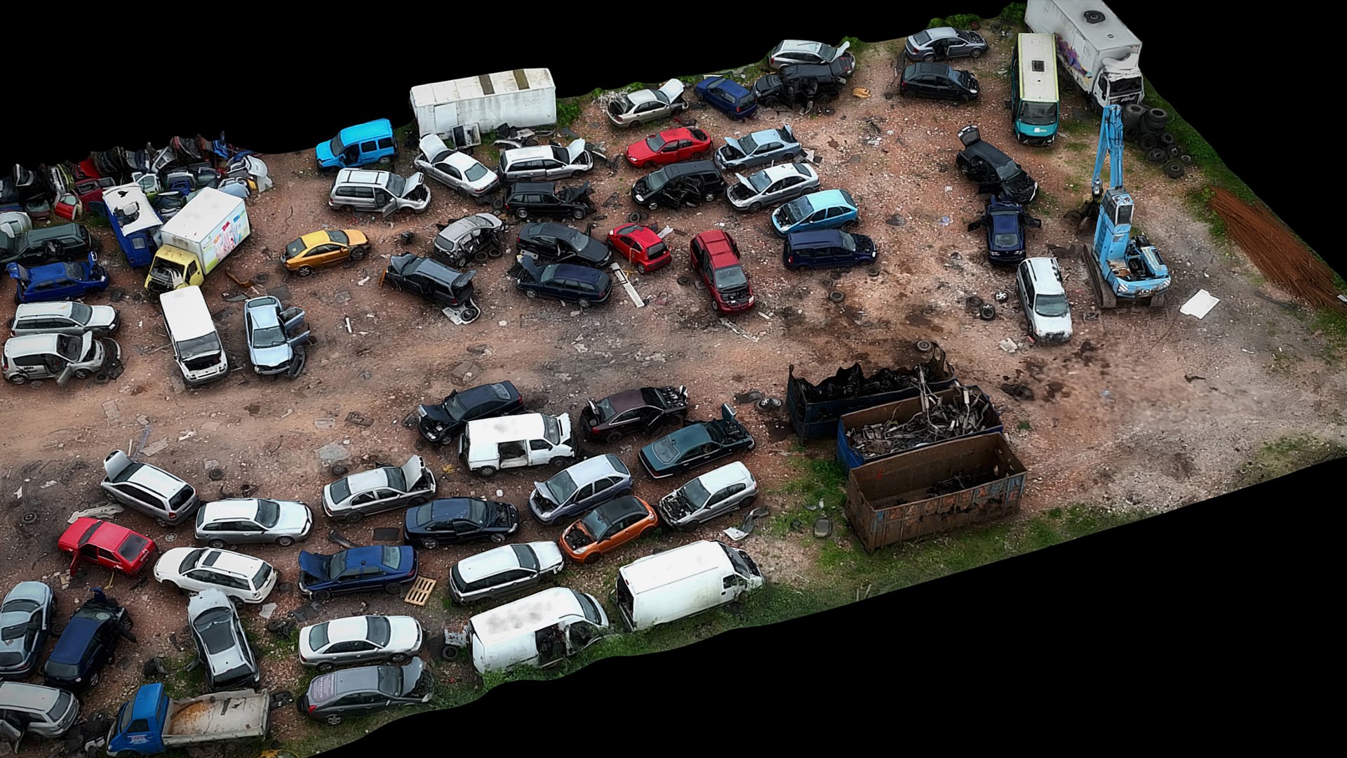 Cars Wreckage Abandoned Junkyard Area Terrain Drone Scan 3D Model - TurboSquid 2337220