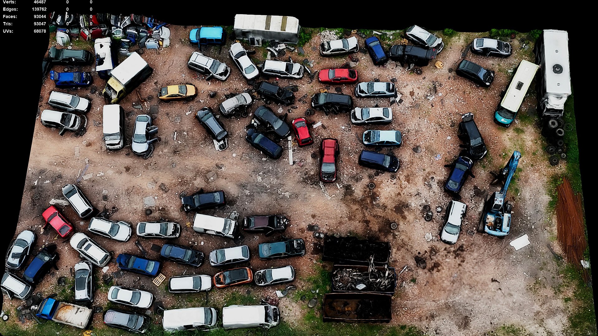 Cars Wreckage Abandoned Junkyard Area Terrain Drone Scan 3D Model - TurboSquid 2337220