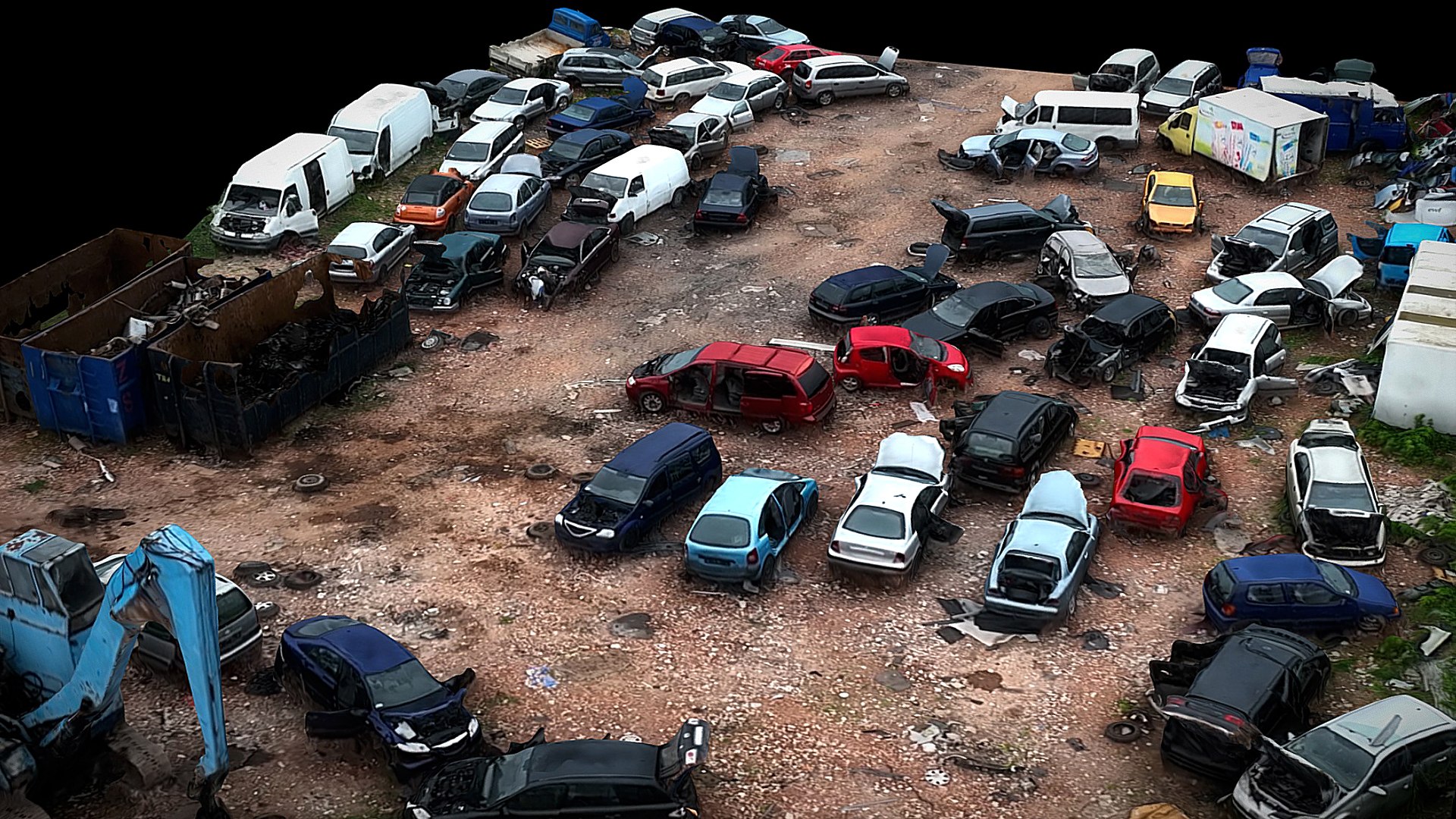 Cars Wreckage Abandoned Junkyard Area Terrain Drone Scan 3D Model ...