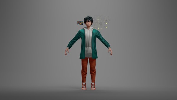 带有 RIG 的平民动漫 3D 角色3D模型 - TurboSquid 2236056