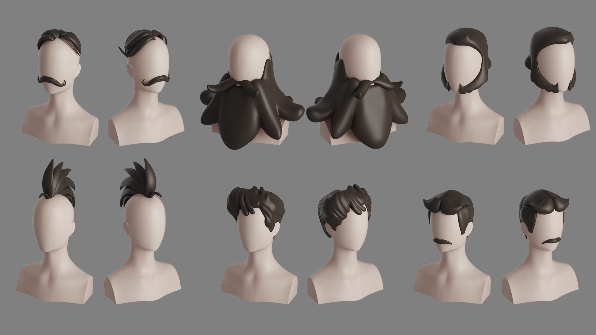 3D Stylised Hair Collection V 01 Model - TurboSquid 2333039