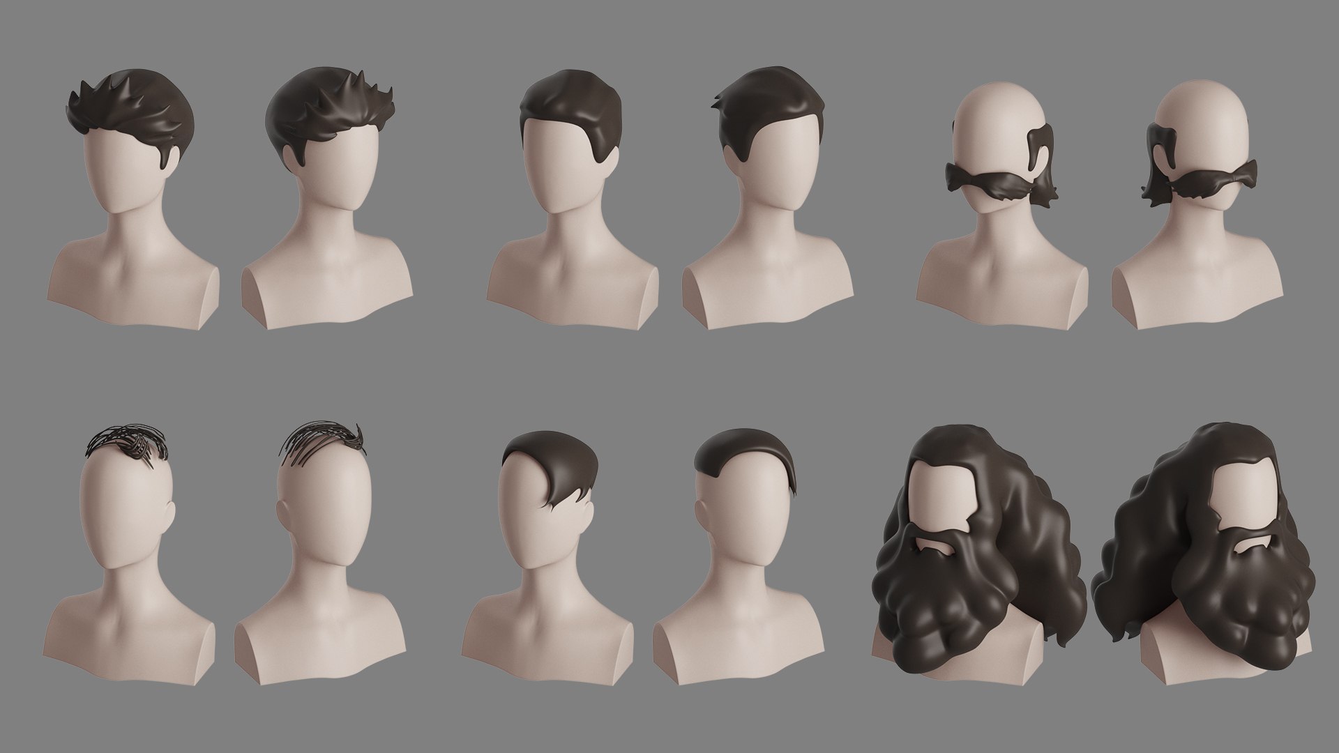 3D Stylised Hair Collection V 01 Model - TurboSquid 2333039