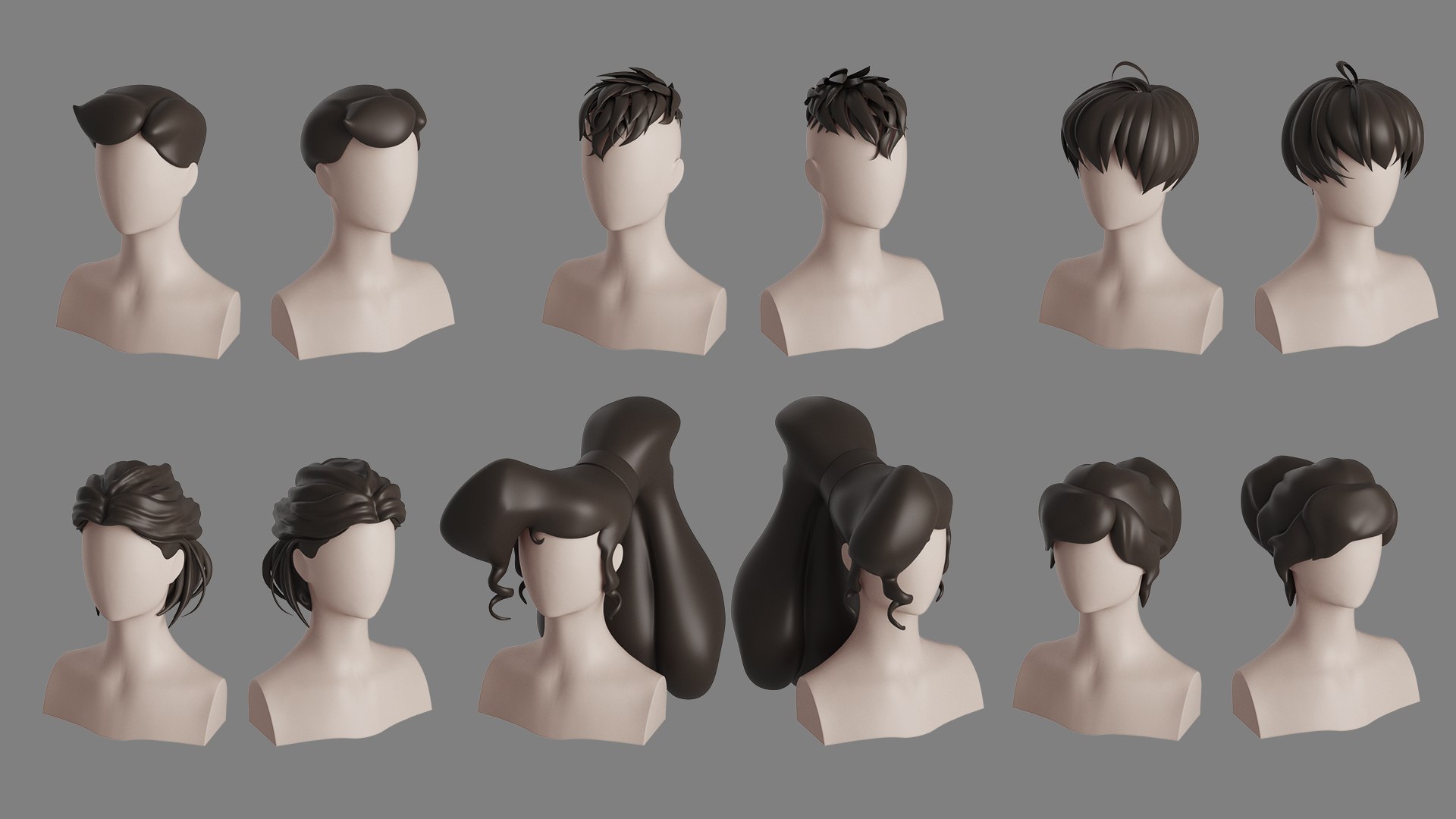3D Stylised Hair Collection V 01 Model - TurboSquid 2333039