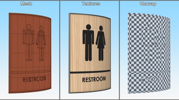modelo 3d Letrero de baño unisex - TurboSquid 2042318