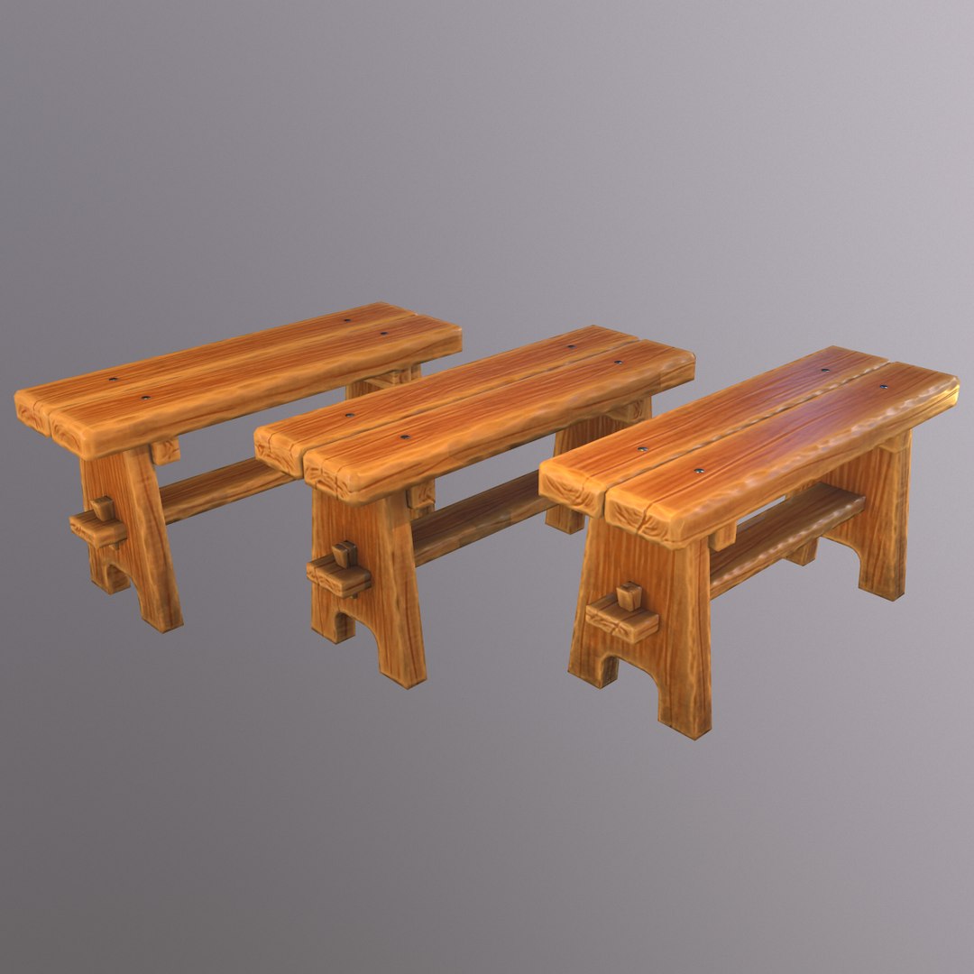 Stylized Medieval Bench Model - TurboSquid 1942295