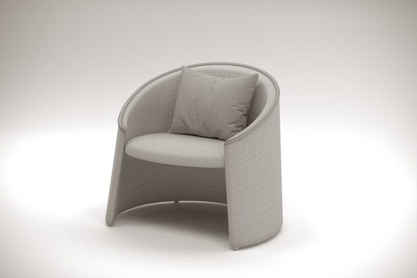 3D model Retro Tub Armchair with Pillow - TurboSquid 1909191