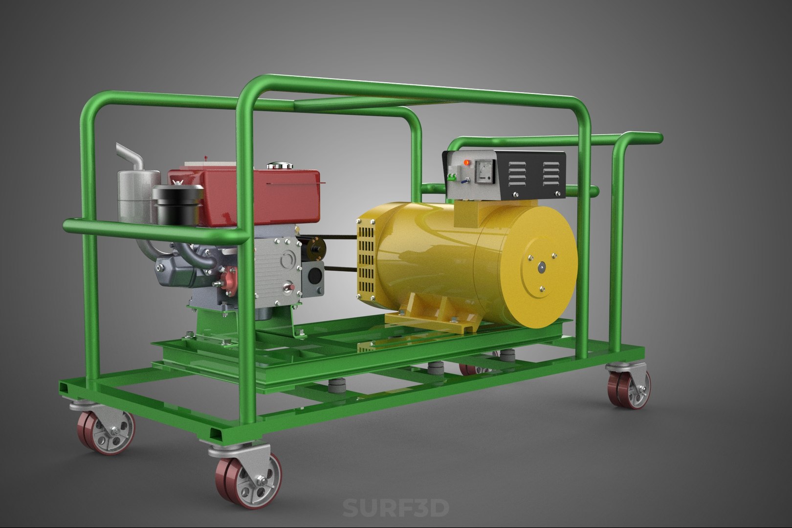 3D STANDALONE CART MOBILE EMERGENCY DIESEL ELECTRICAL GENERATOR SET ...