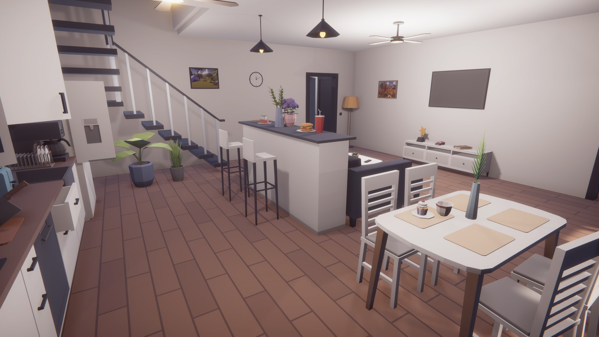 Low Poly House Interior And Exterior 3D Model - TurboSquid 1869976