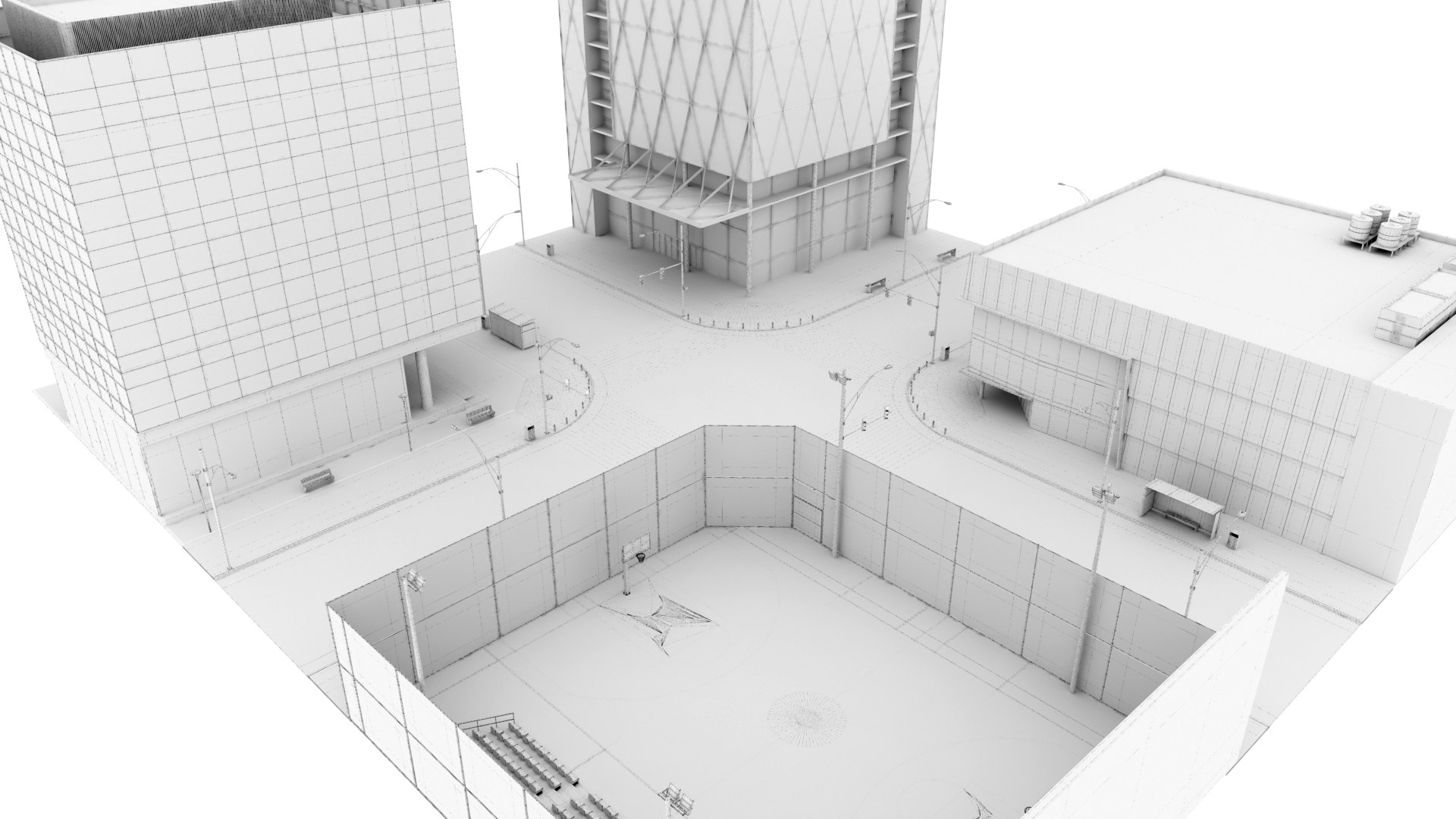 3D City Street Intersection 02 - TurboSquid 2154785