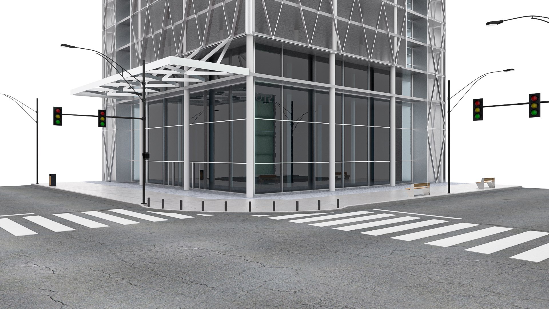 3D City Street Intersection 02 - TurboSquid 2154785