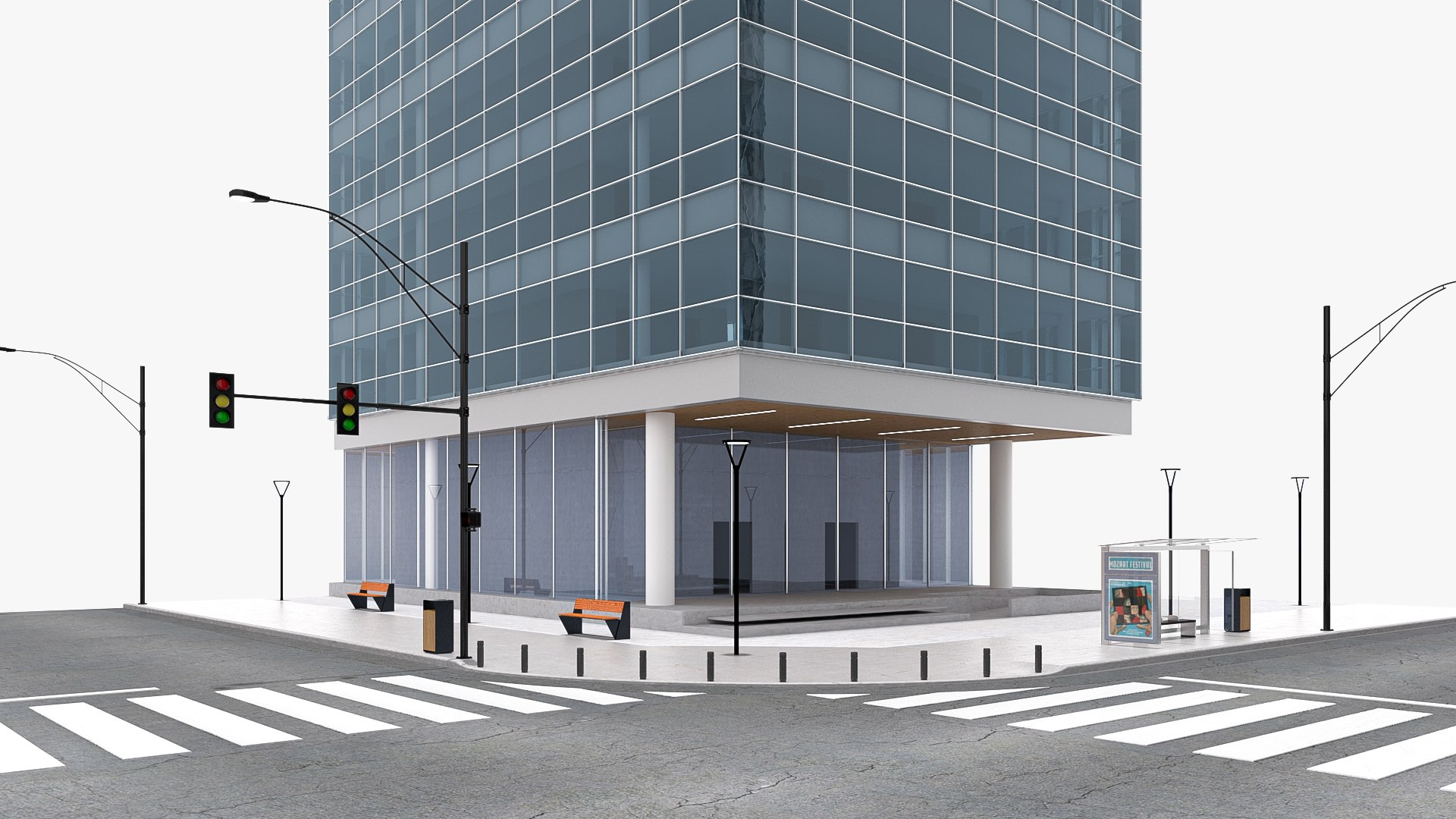 3D City Street Intersection 02 - TurboSquid 2154785