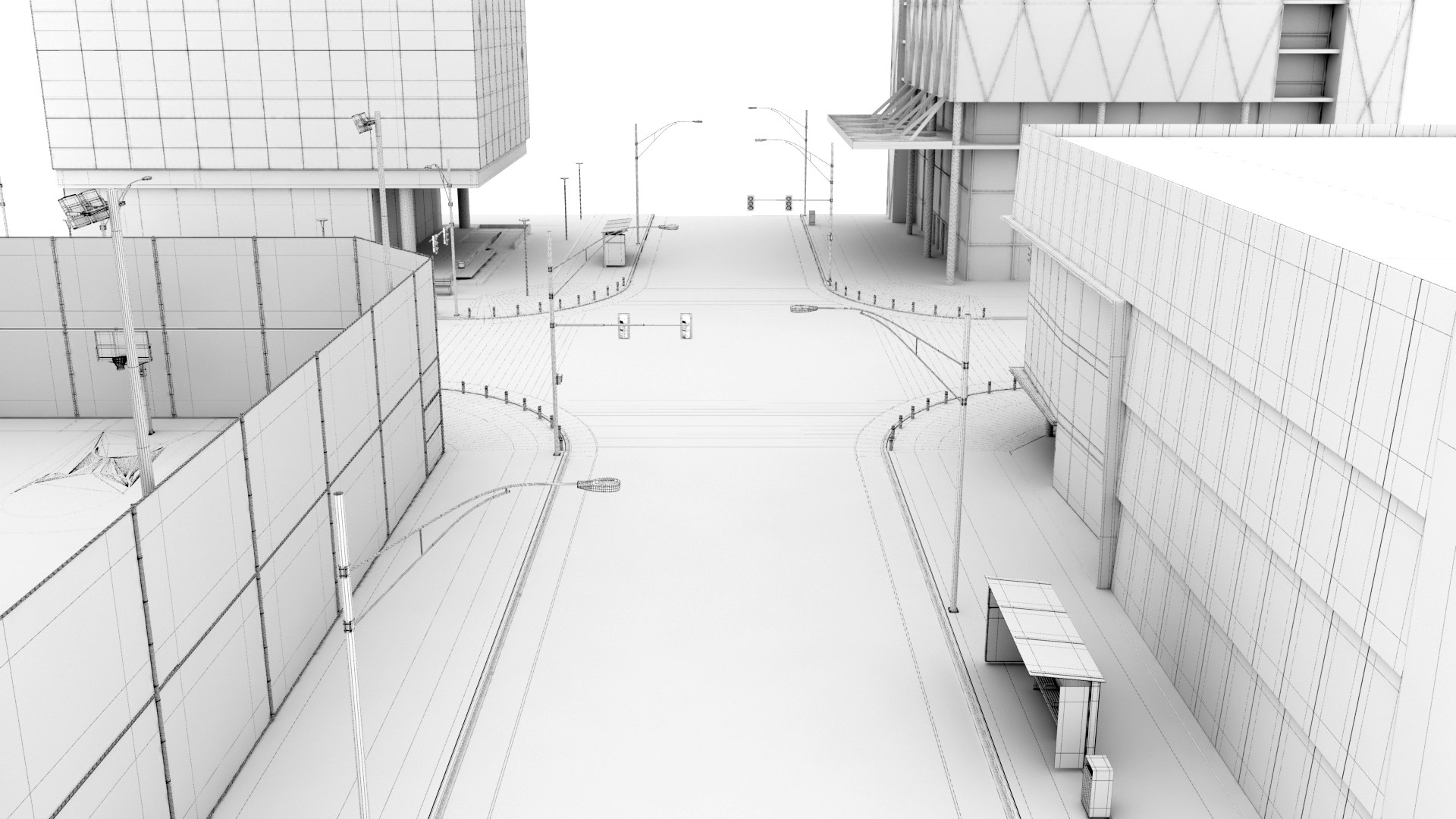 3D City Street Intersection 02 - TurboSquid 2154785