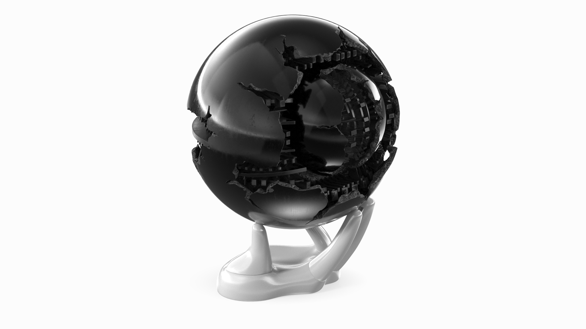 Black Fractured Sphere In Hand 3D Model - TurboSquid 2371418