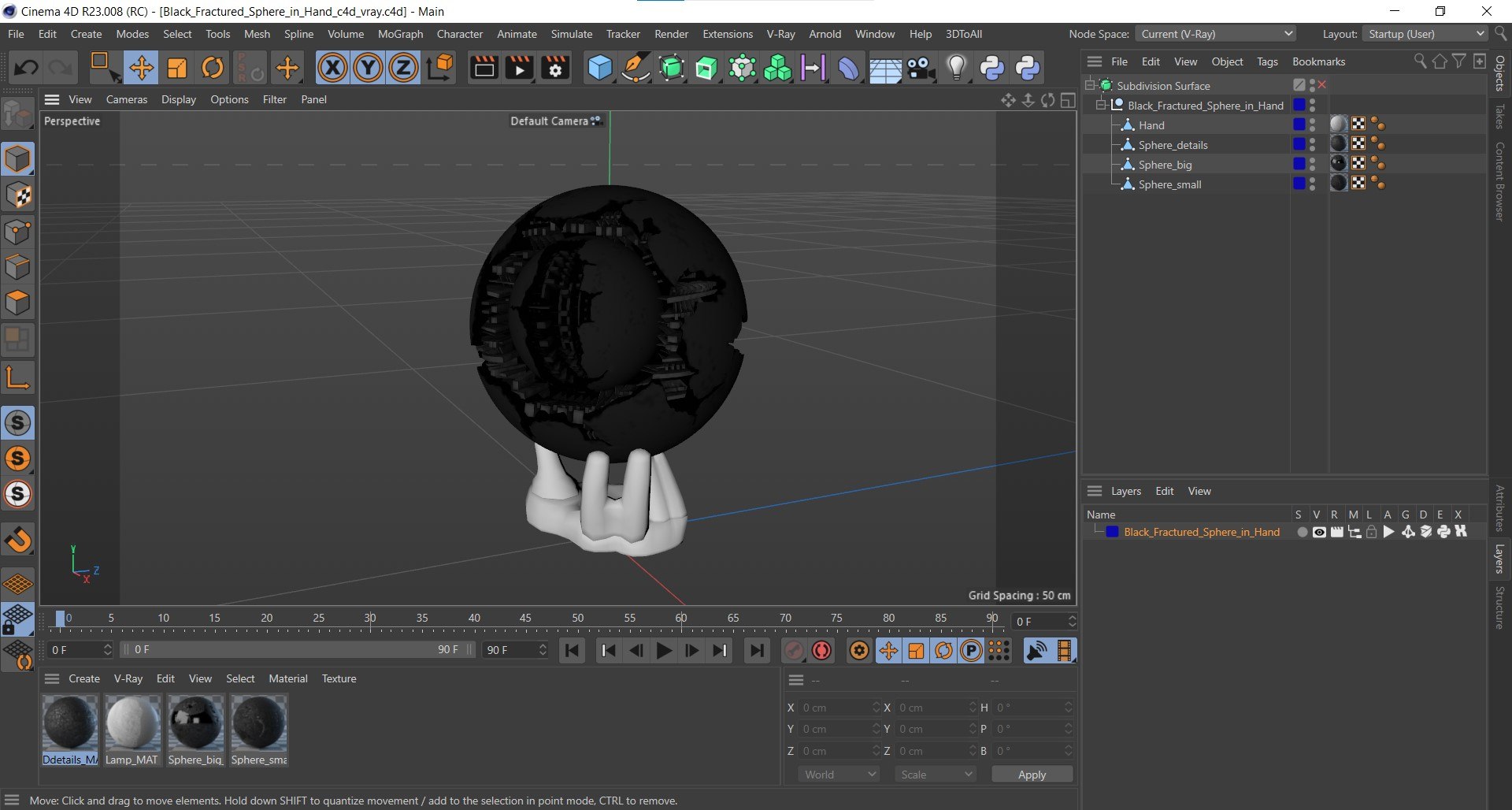 Black Fractured Sphere In Hand 3D Model - TurboSquid 2371418