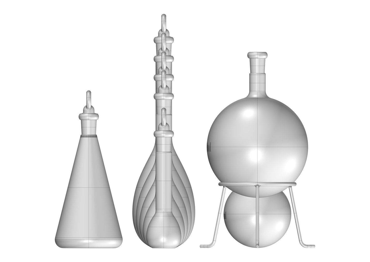 3D Set Of Chemistry Flasks - TurboSquid 1758250