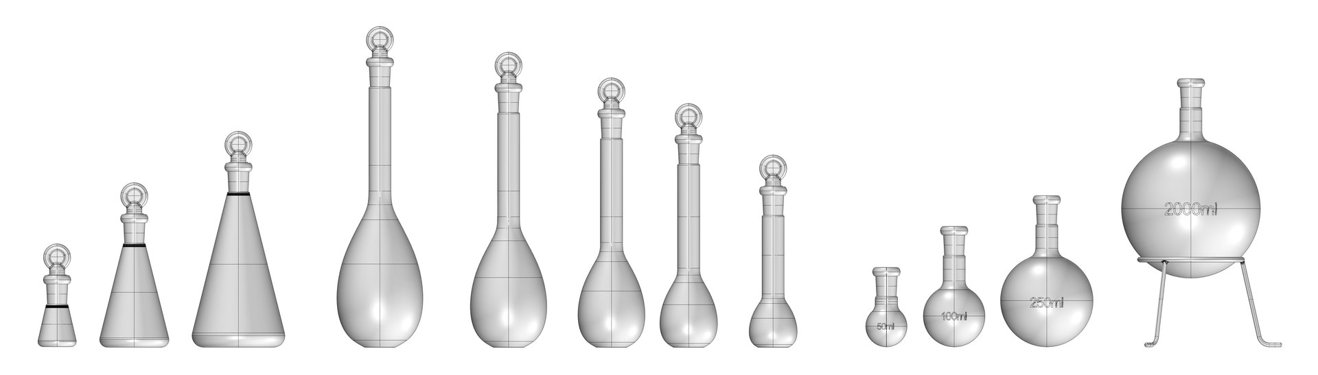 3D Set Of Chemistry Flasks - TurboSquid 1758250
