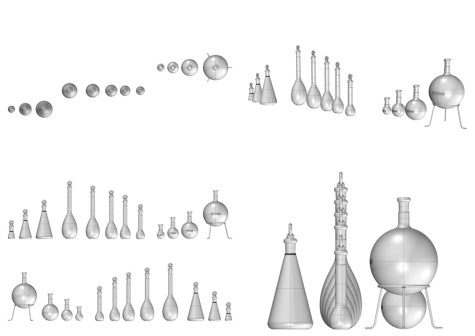 3D Set Of Chemistry Flasks - TurboSquid 1758250