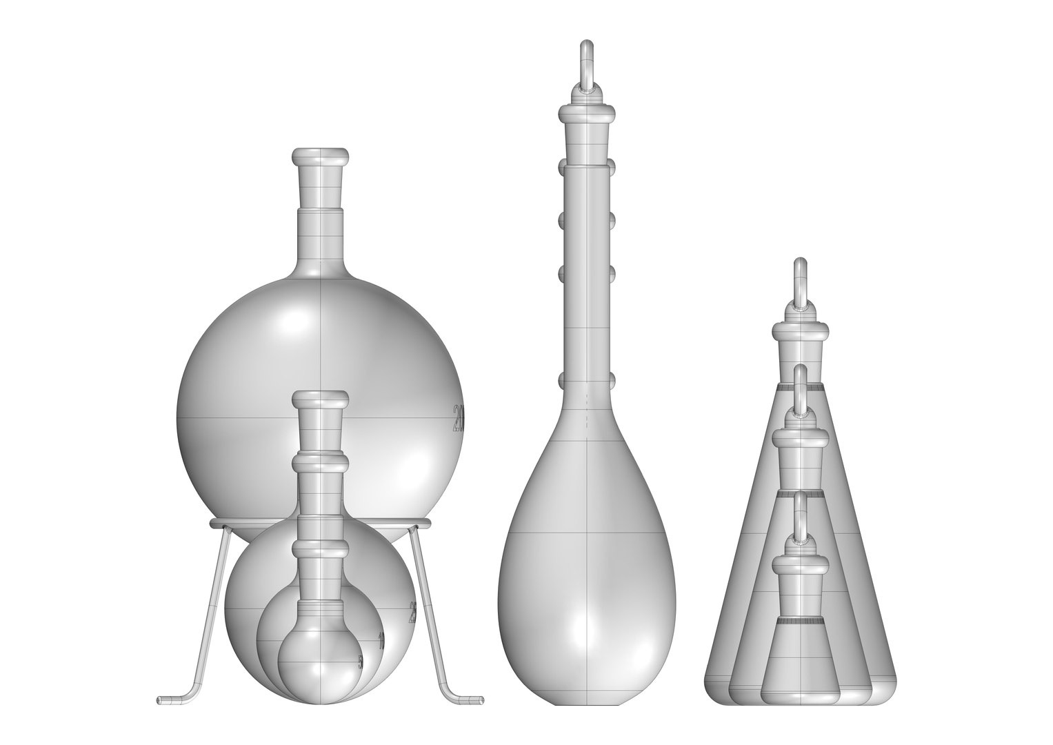 3D Set Of Chemistry Flasks - TurboSquid 1758250