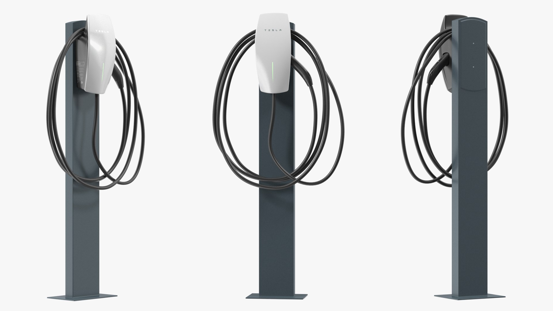 3D Pedestal Mounted EV Charging Station Tesla White - TurboSquid 2154487