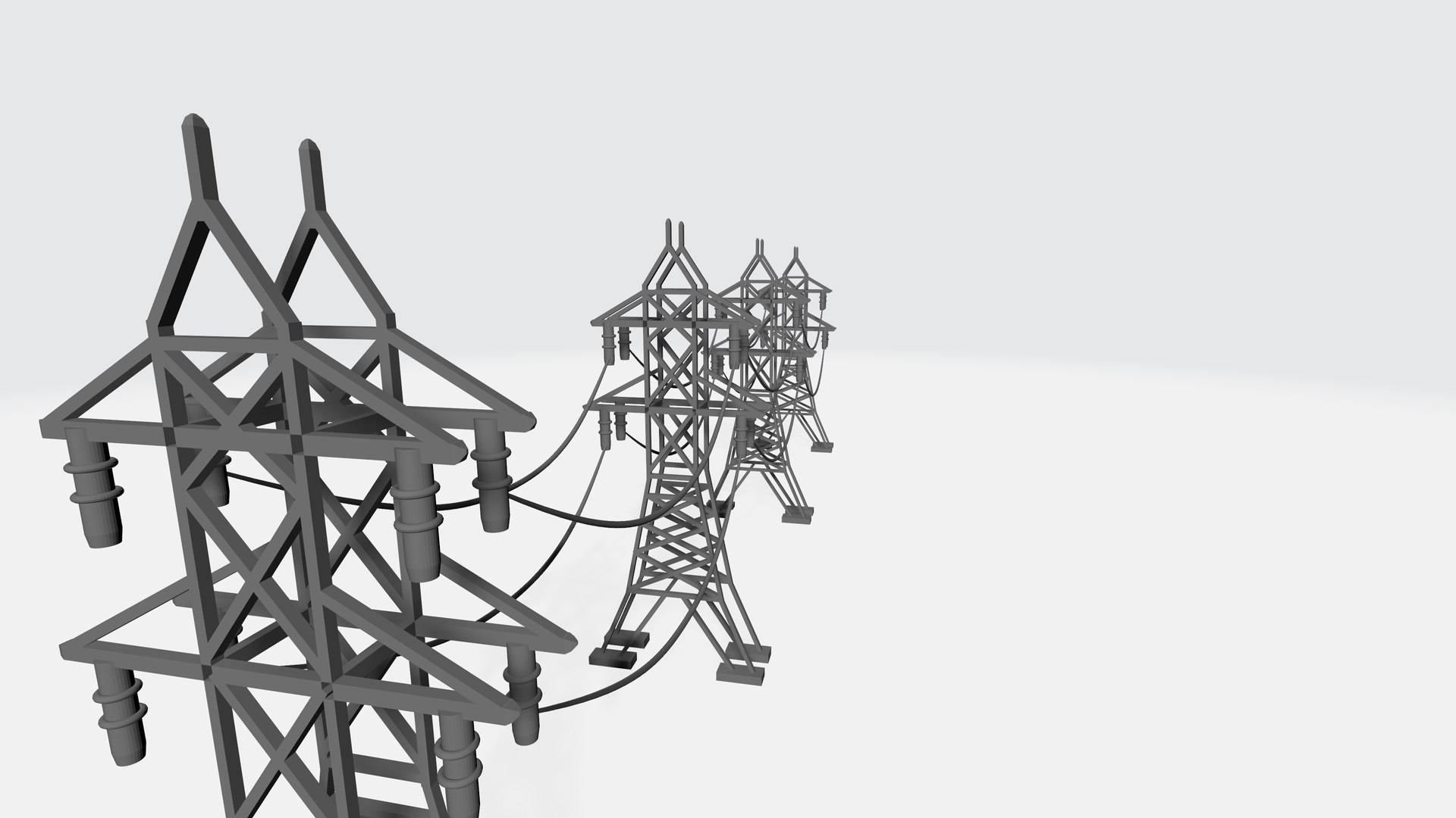 Three-Dimensional Electricity Transmission Tower 3D Model - TurboSquid ...