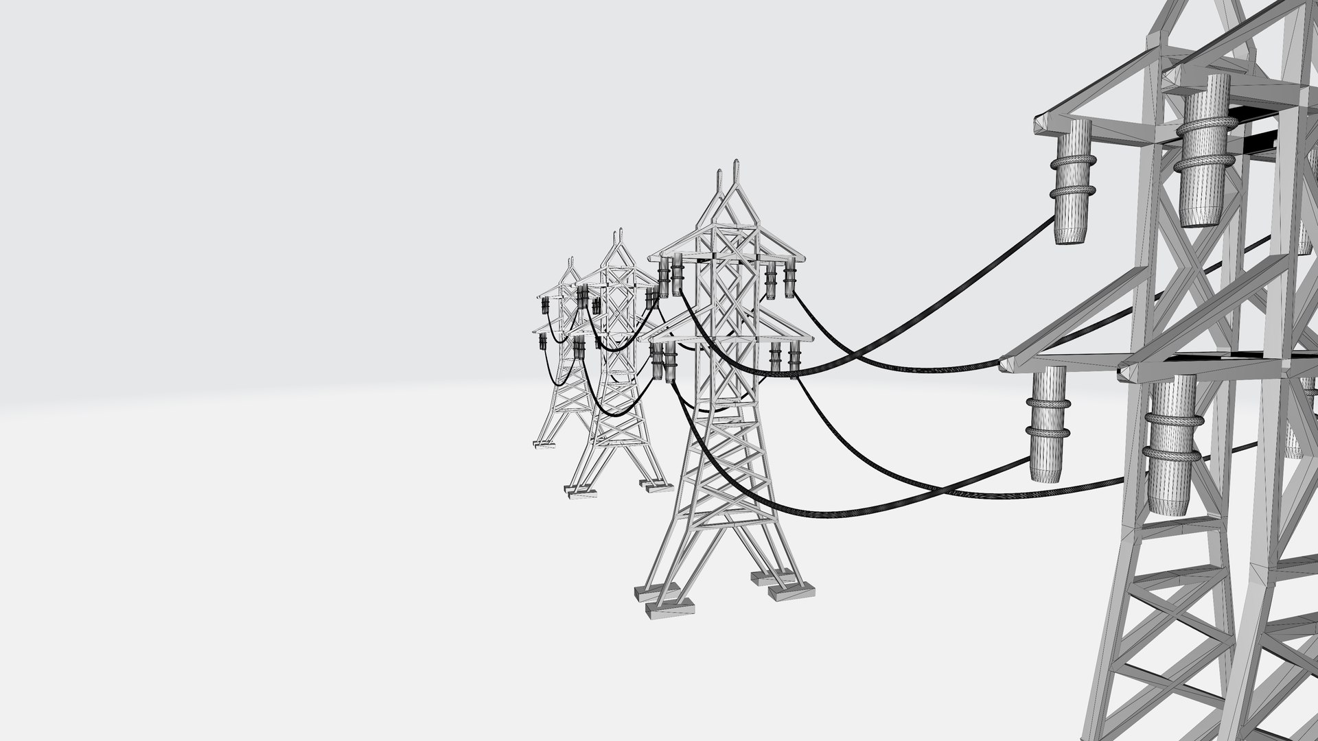 Three-Dimensional Electricity Transmission Tower 3D Model - TurboSquid ...