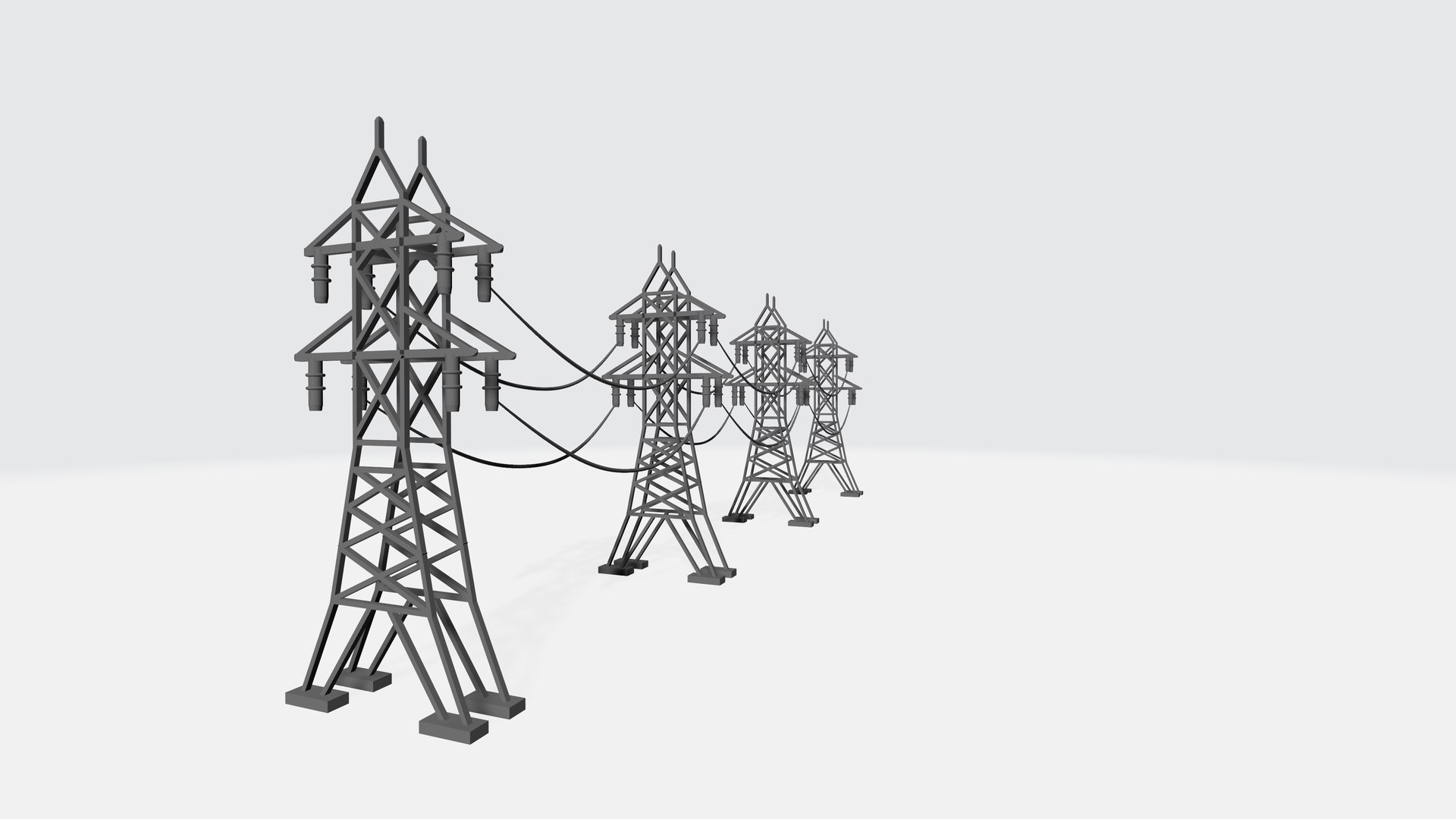 Three-Dimensional Electricity Transmission Tower 3D Model - TurboSquid ...