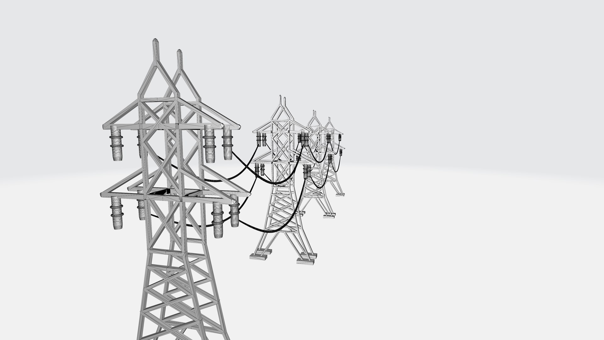 Three-Dimensional Electricity Transmission Tower 3D Model - TurboSquid ...