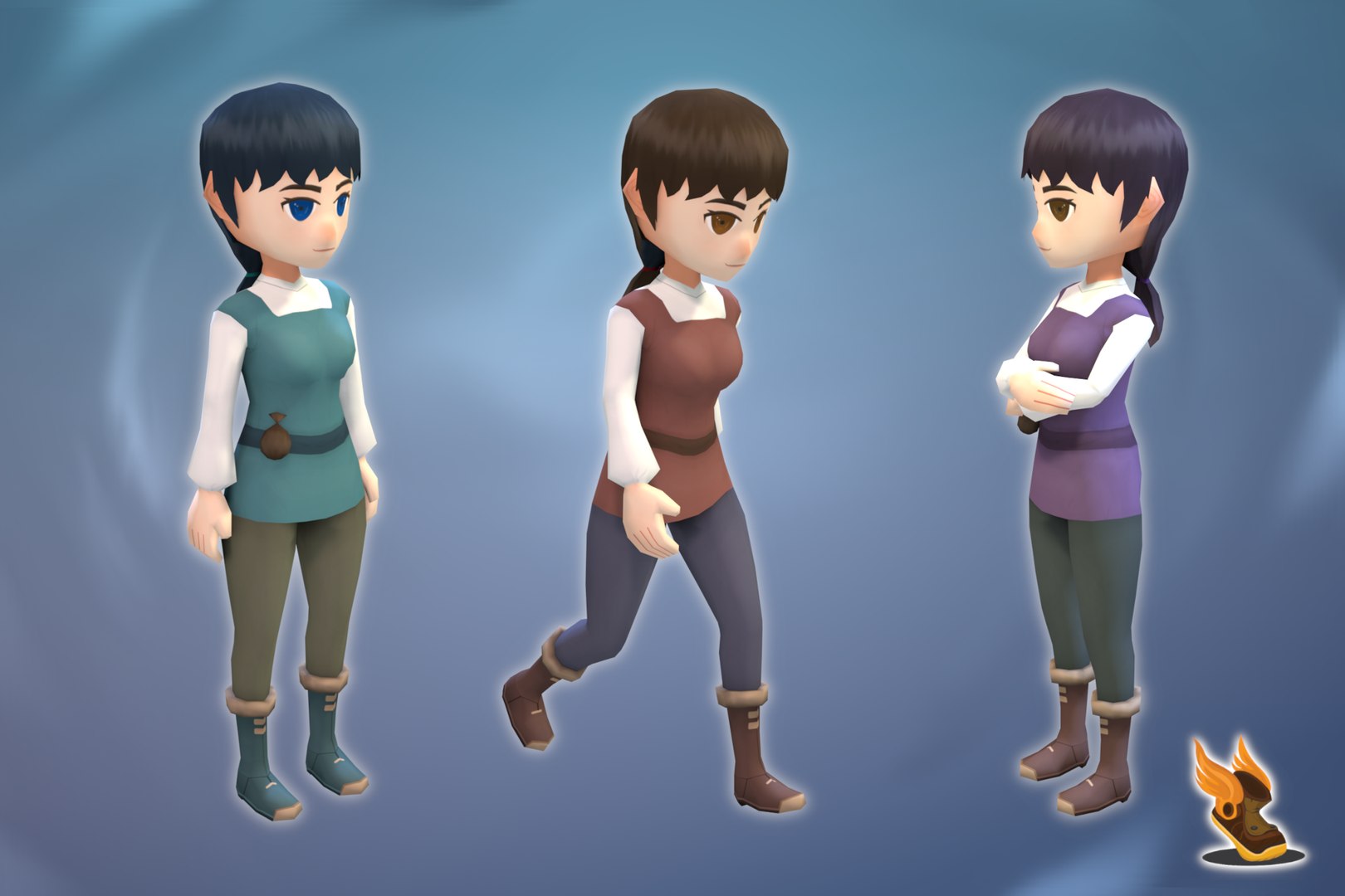 Stylized NPC - Peasant Kaida 3D Model - TurboSquid 2097623