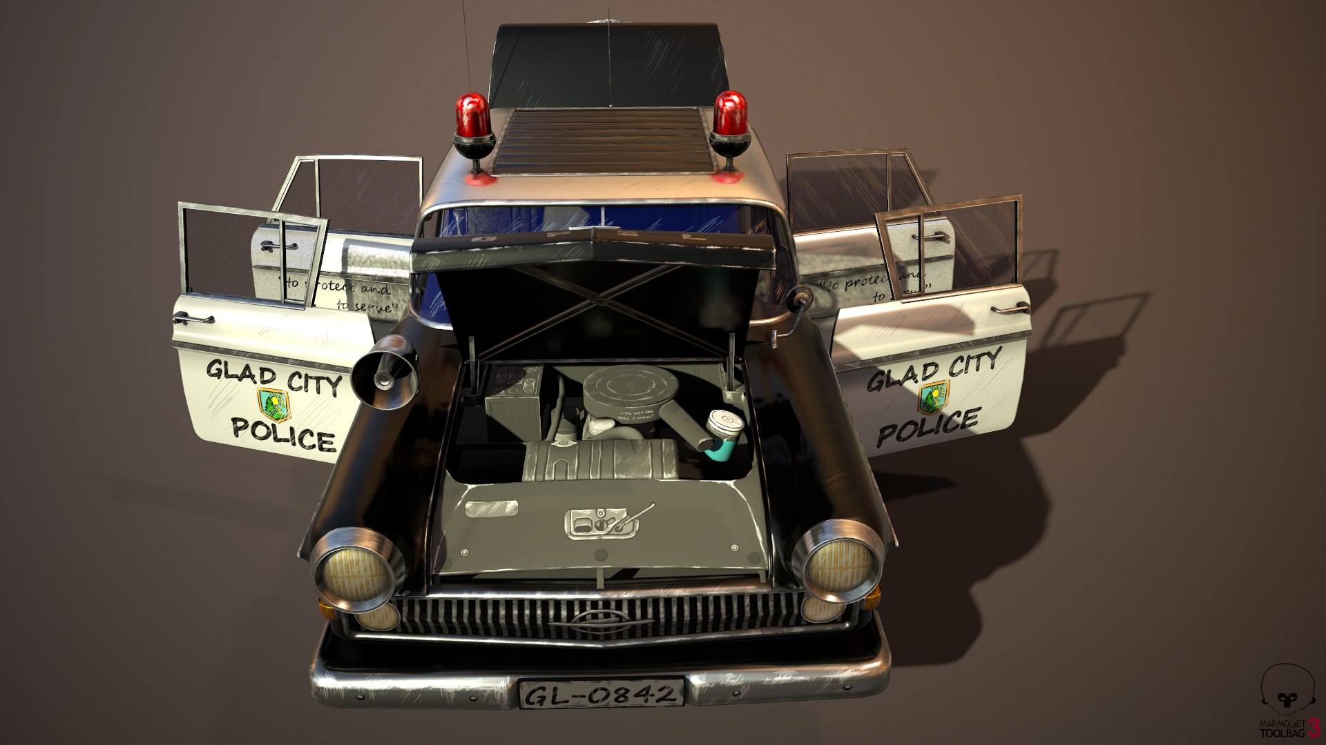 3D stylized police car model - TurboSquid 1579961