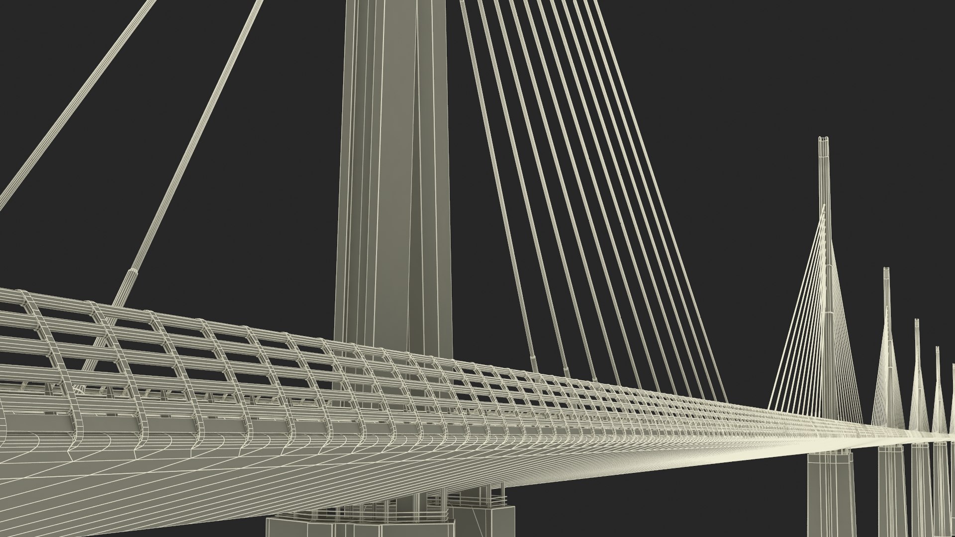 3D Suspension Bridge Millau Viaduct Model - TurboSquid 2266944