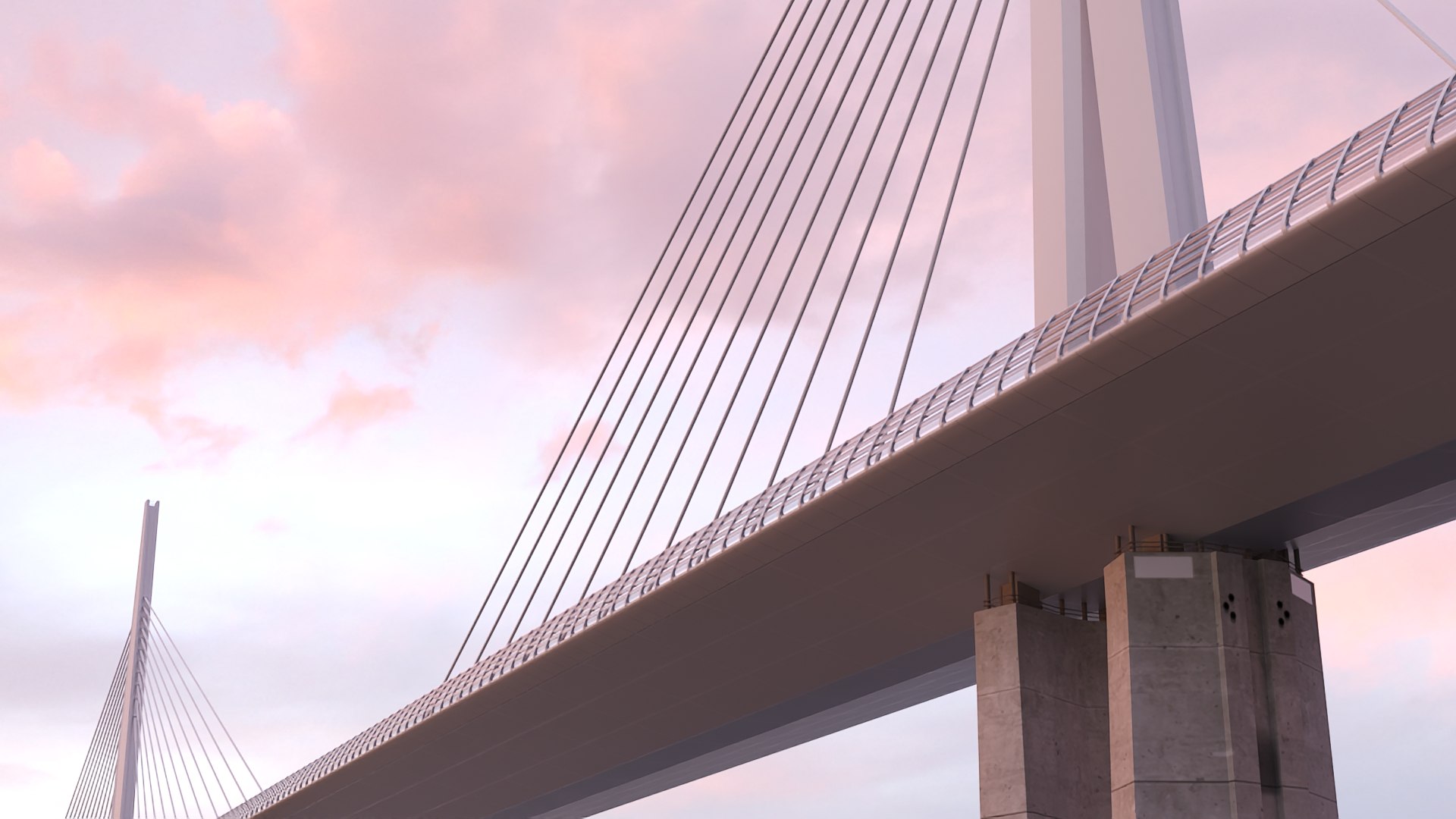 3D Suspension Bridge Millau Viaduct Model - TurboSquid 2266944