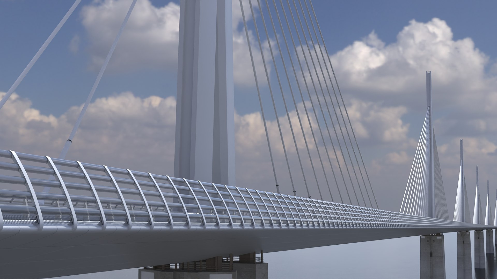 3D Suspension Bridge Millau Viaduct Model - TurboSquid 2266944