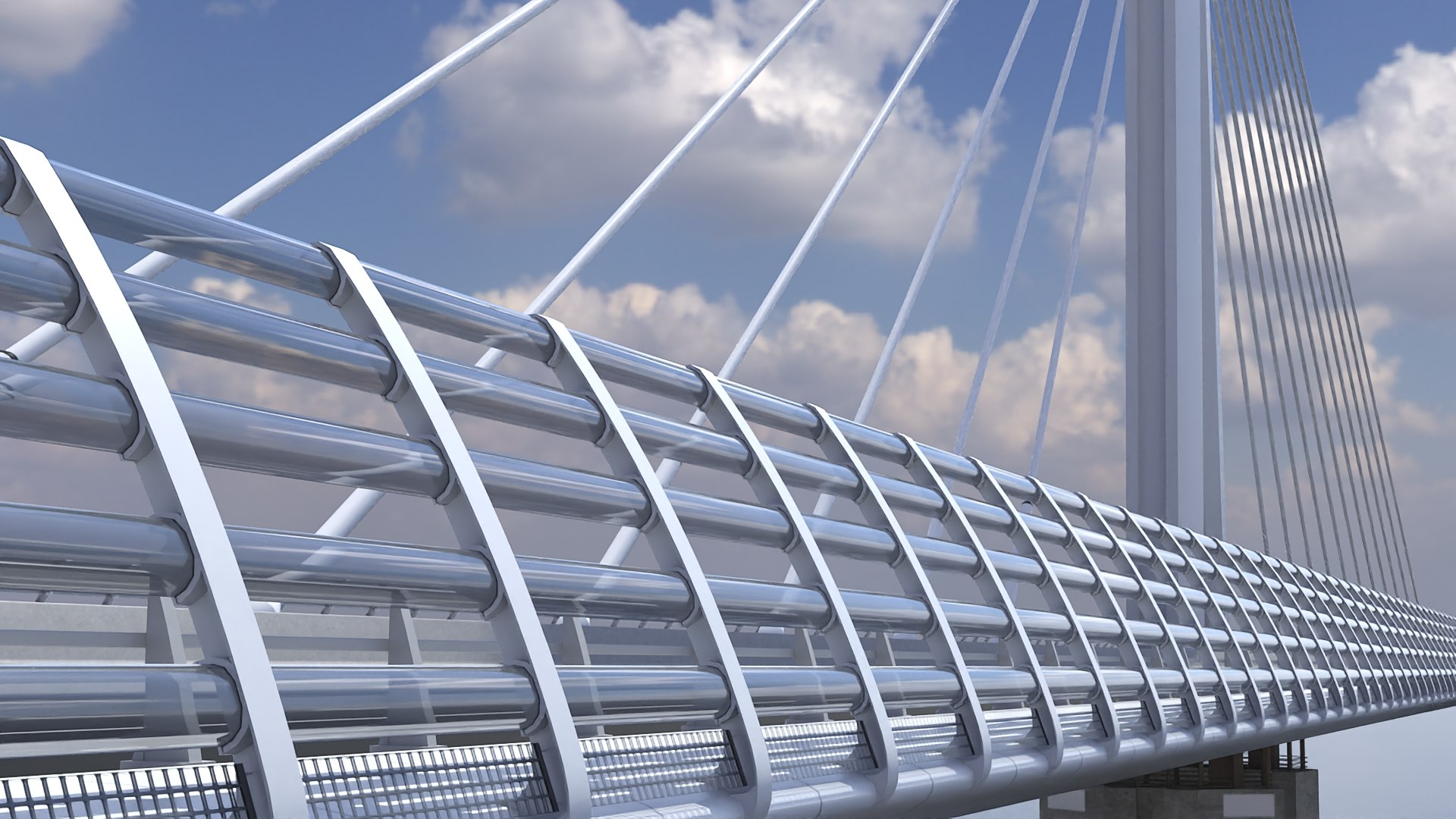 3D Suspension Bridge Millau Viaduct Model - TurboSquid 2266944