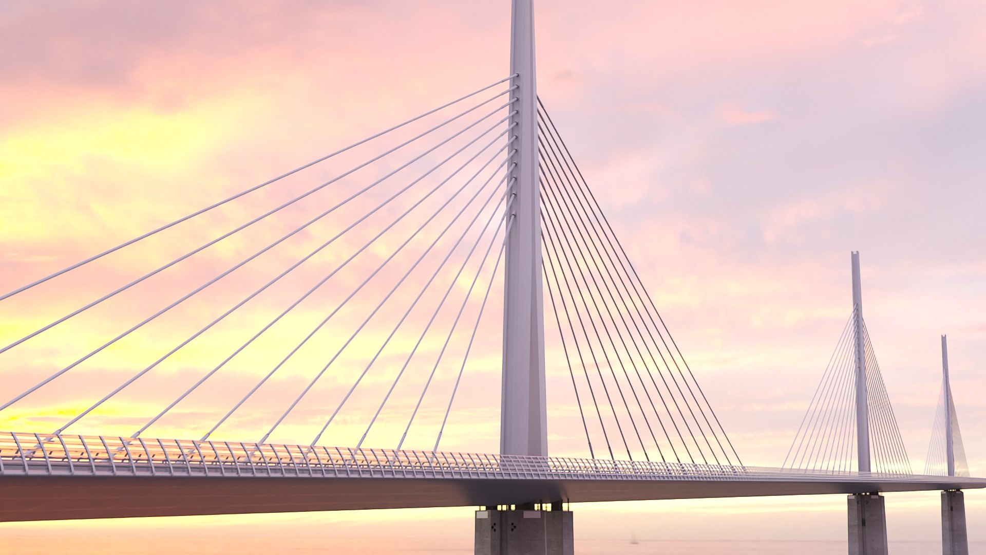 3D Suspension Bridge Millau Viaduct Model - TurboSquid 2266944