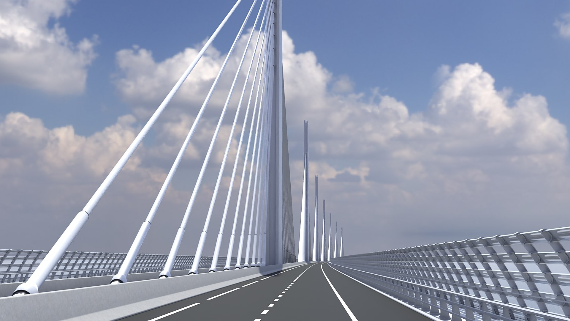 3D Suspension Bridge Millau Viaduct Model - TurboSquid 2266944