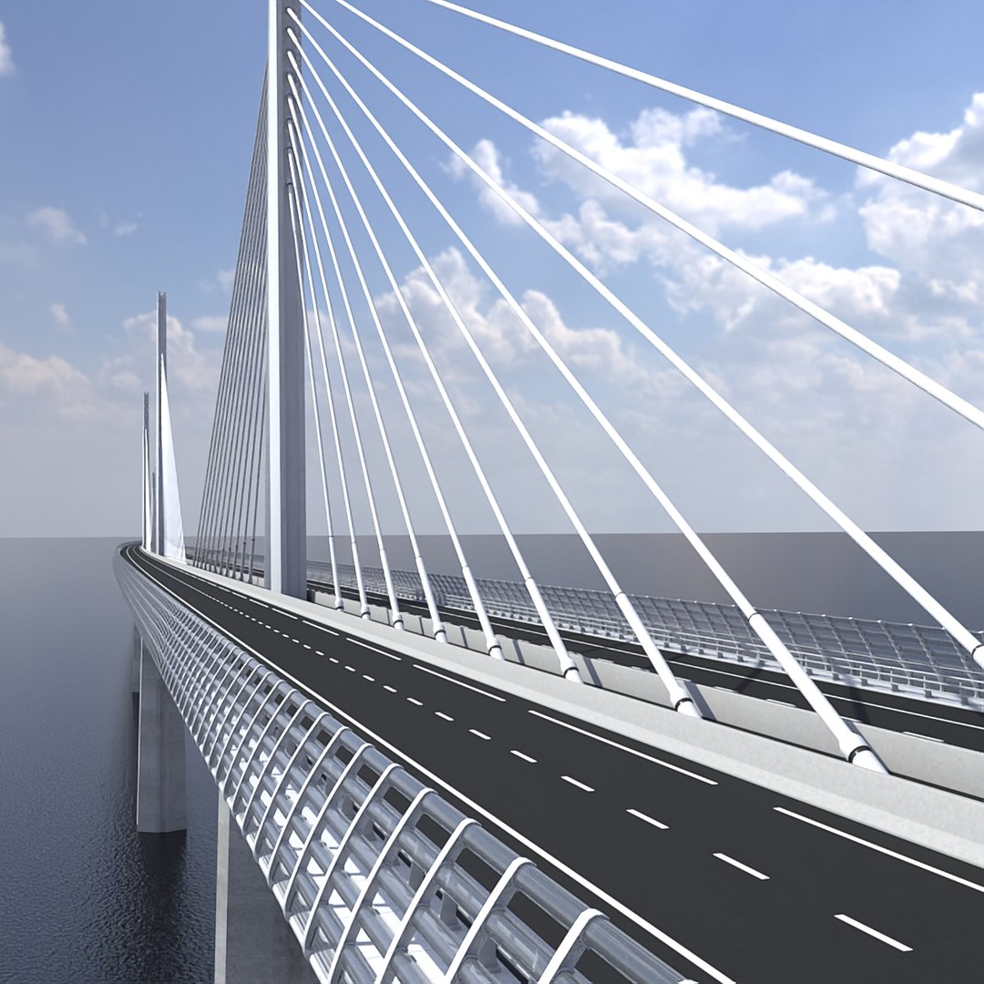 3D Suspension Bridge Millau Viaduct Model - TurboSquid 2266944