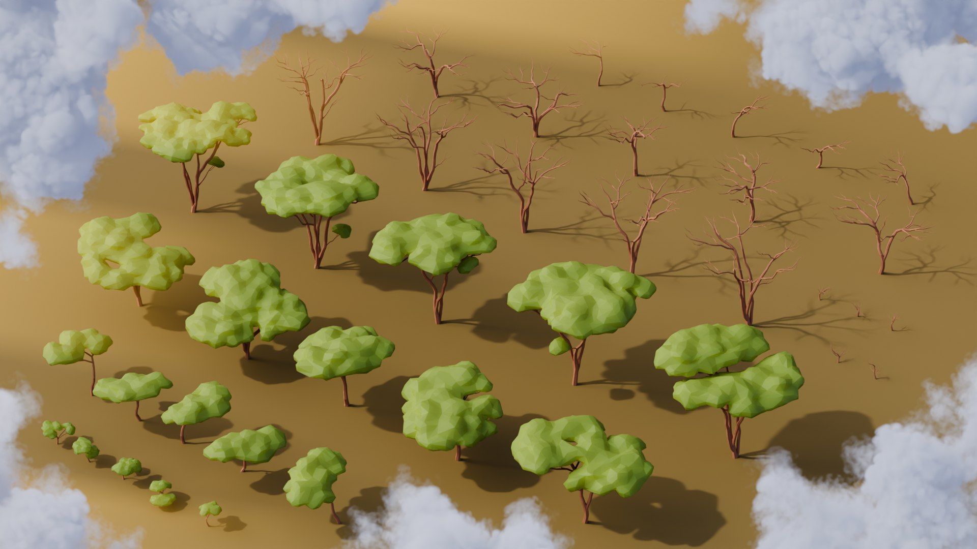 3D Low Poly Savanna Trees Model - TurboSquid 2393254