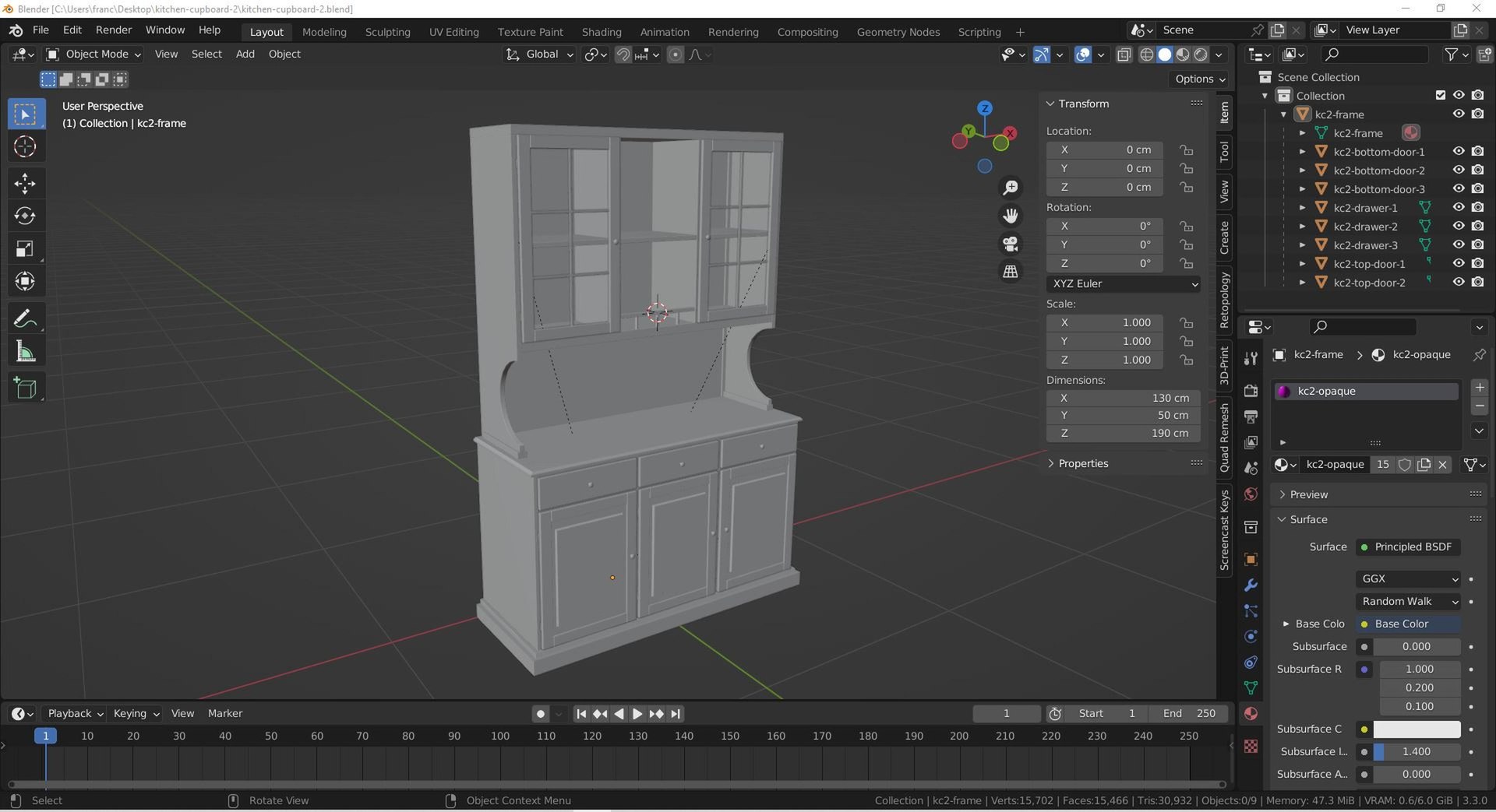 3D Model Kitchen Cupboard 2 - TurboSquid 2056380