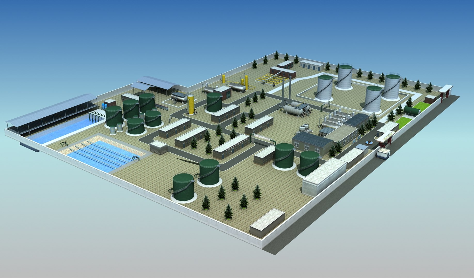 3D Wastewater Treatment Plant - TurboSquid 1279298