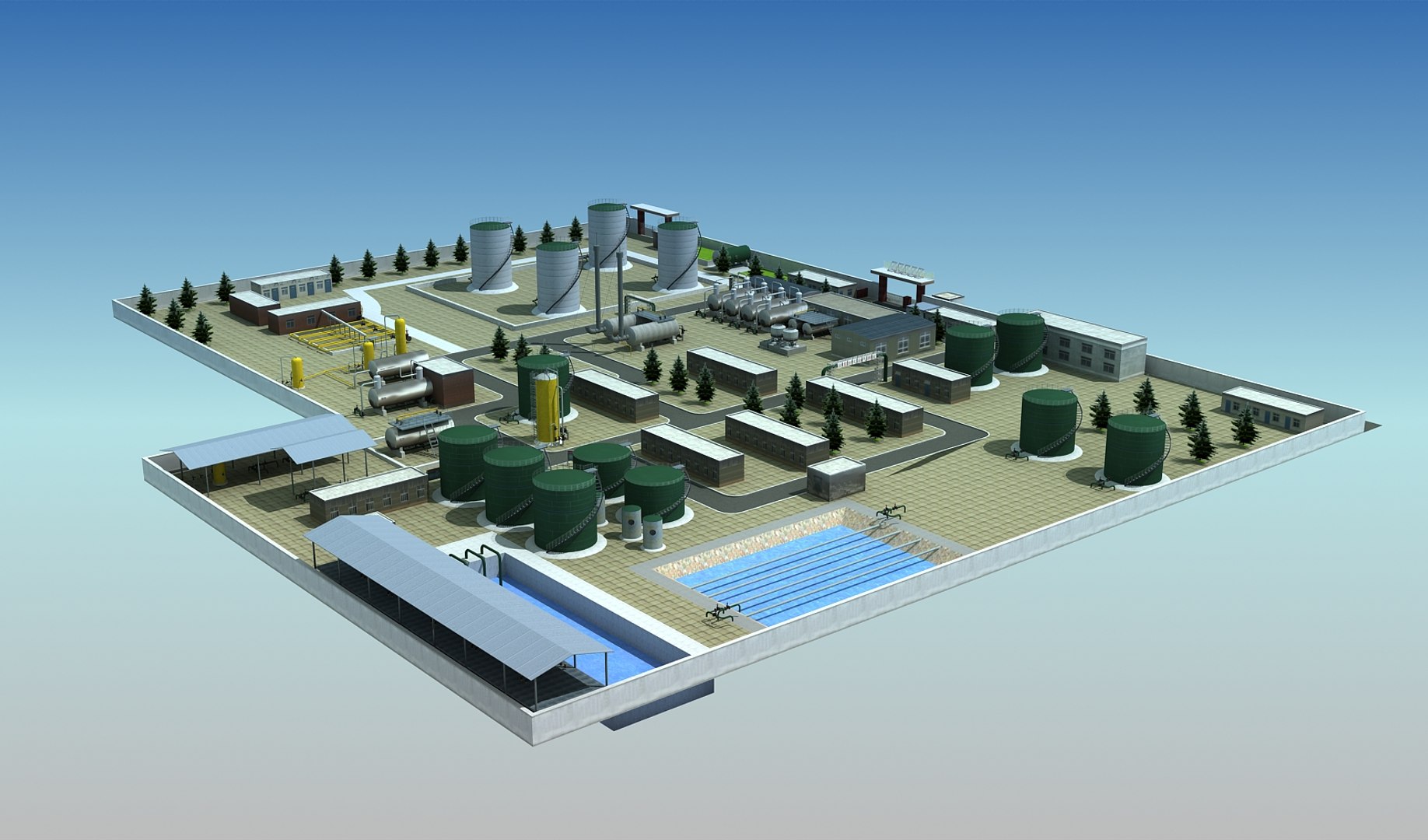 3D Wastewater Treatment Plant - TurboSquid 1279298