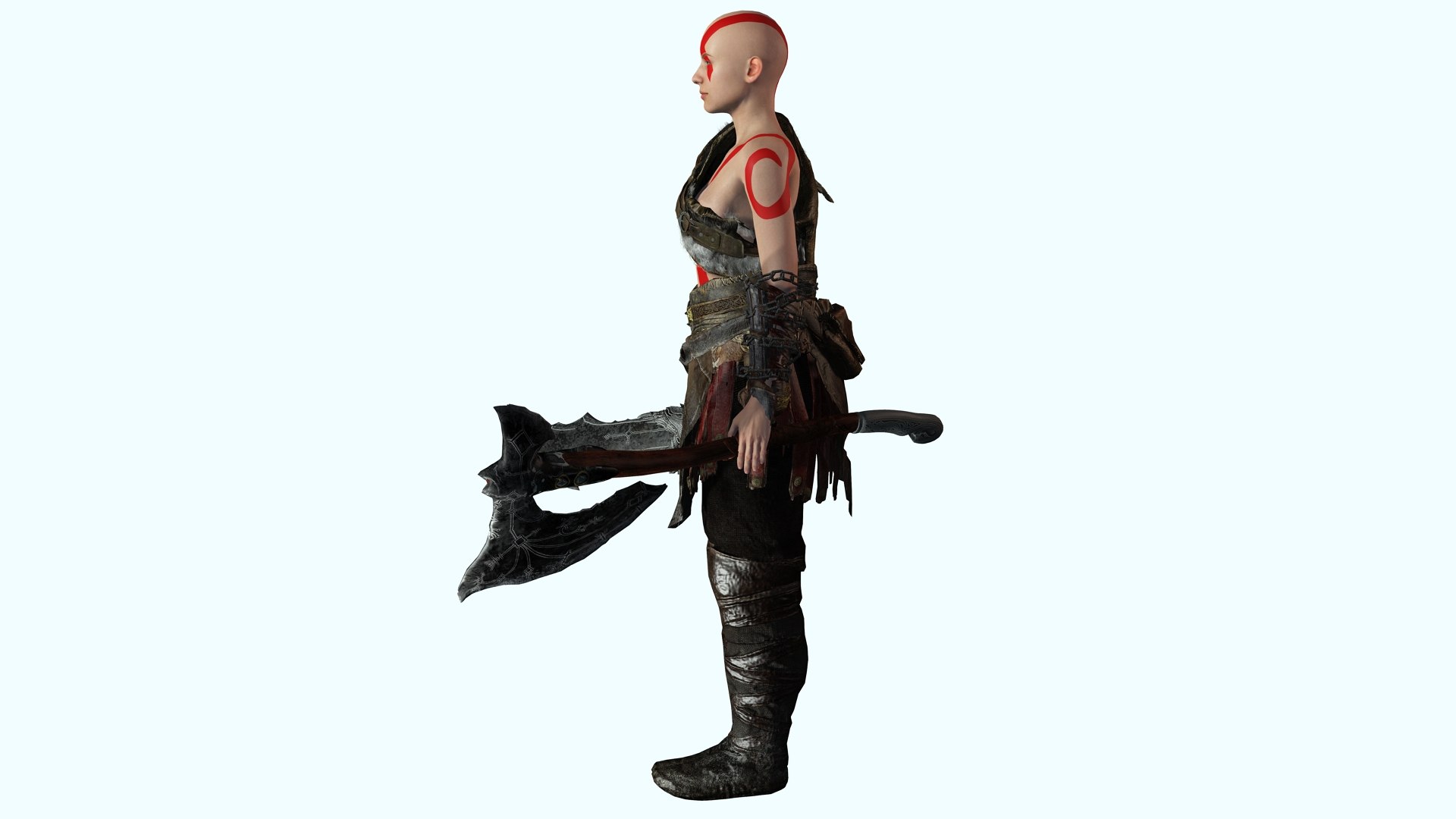 Kratos Female Red 3D Model - TurboSquid 2045156