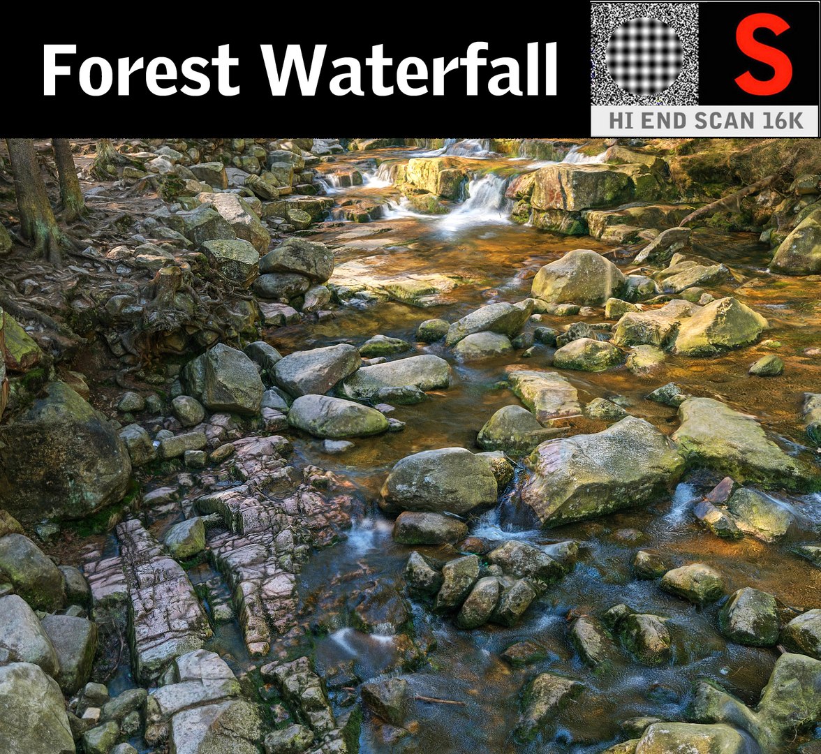 Forest Waterfall 16k 3D - TurboSquid 1151464