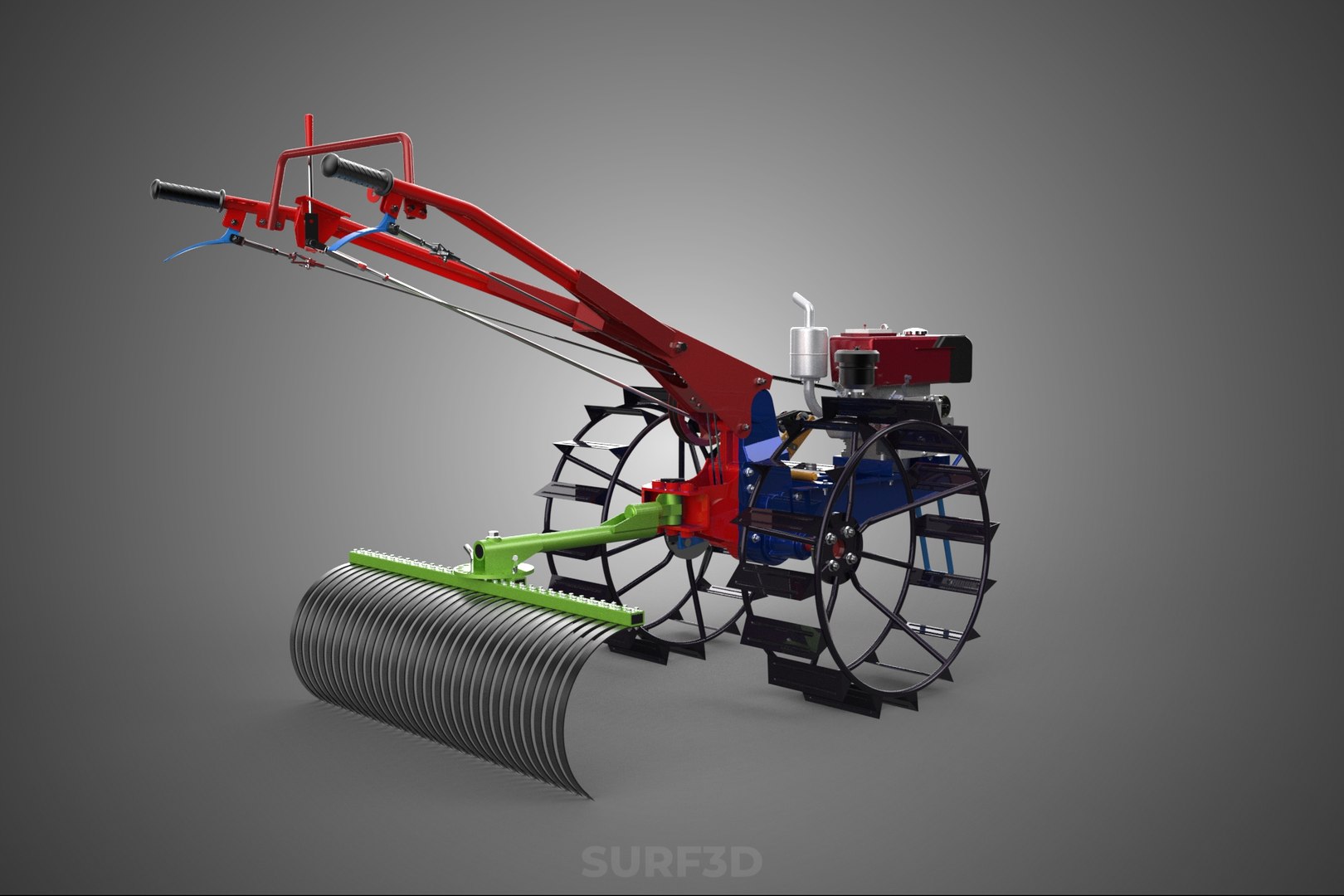 3D KIT RAKER LANDSCAPE RAKE HARROW LEVELING ATTACHMENT HAND TRACTOR ...